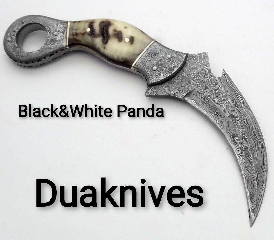 Custom Handmade Damascus Steel Karambit Knife With Leather Sheath ...