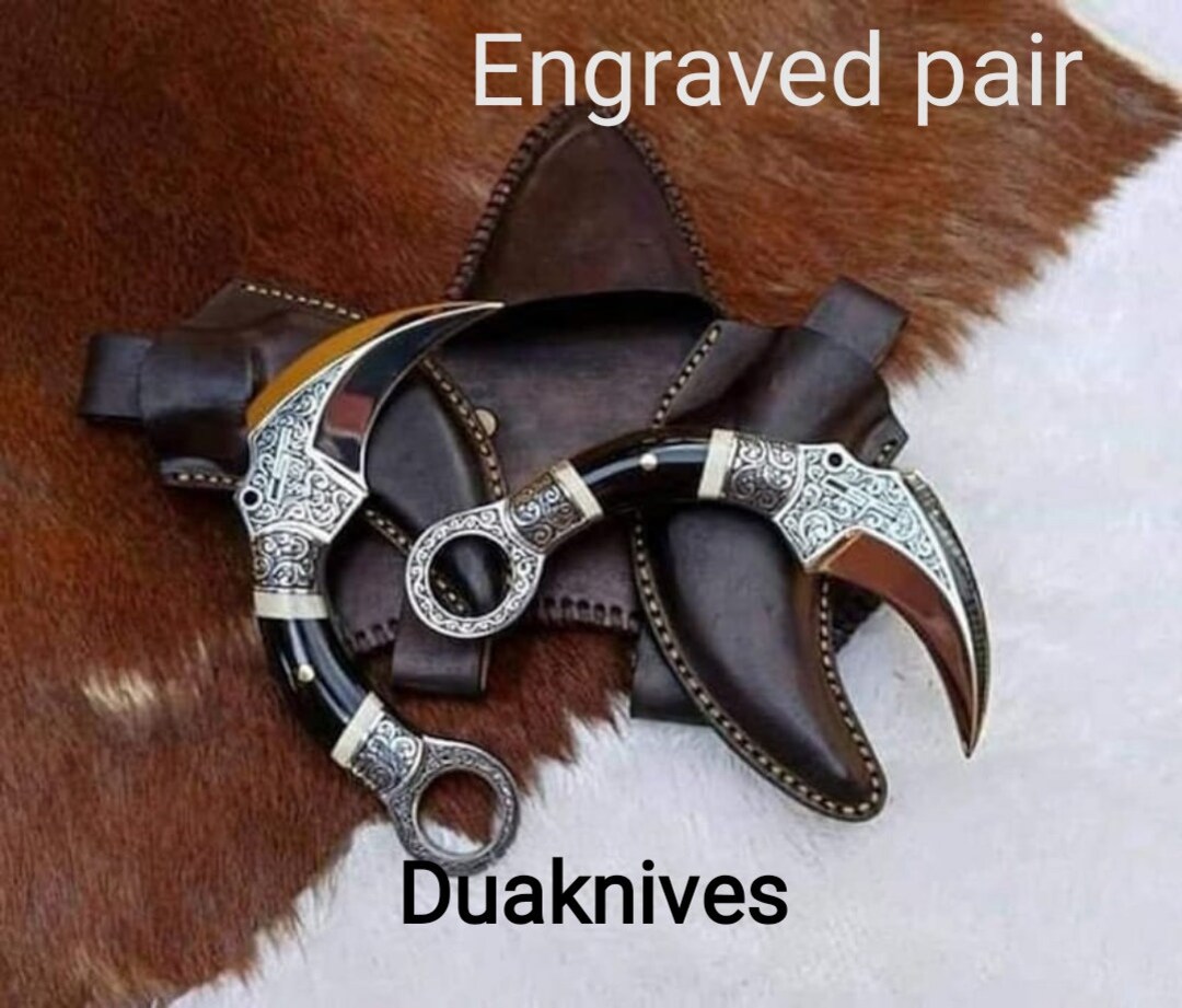 Karamit Knives, Custom Handmade Karambit Knives Pair With Leather ...