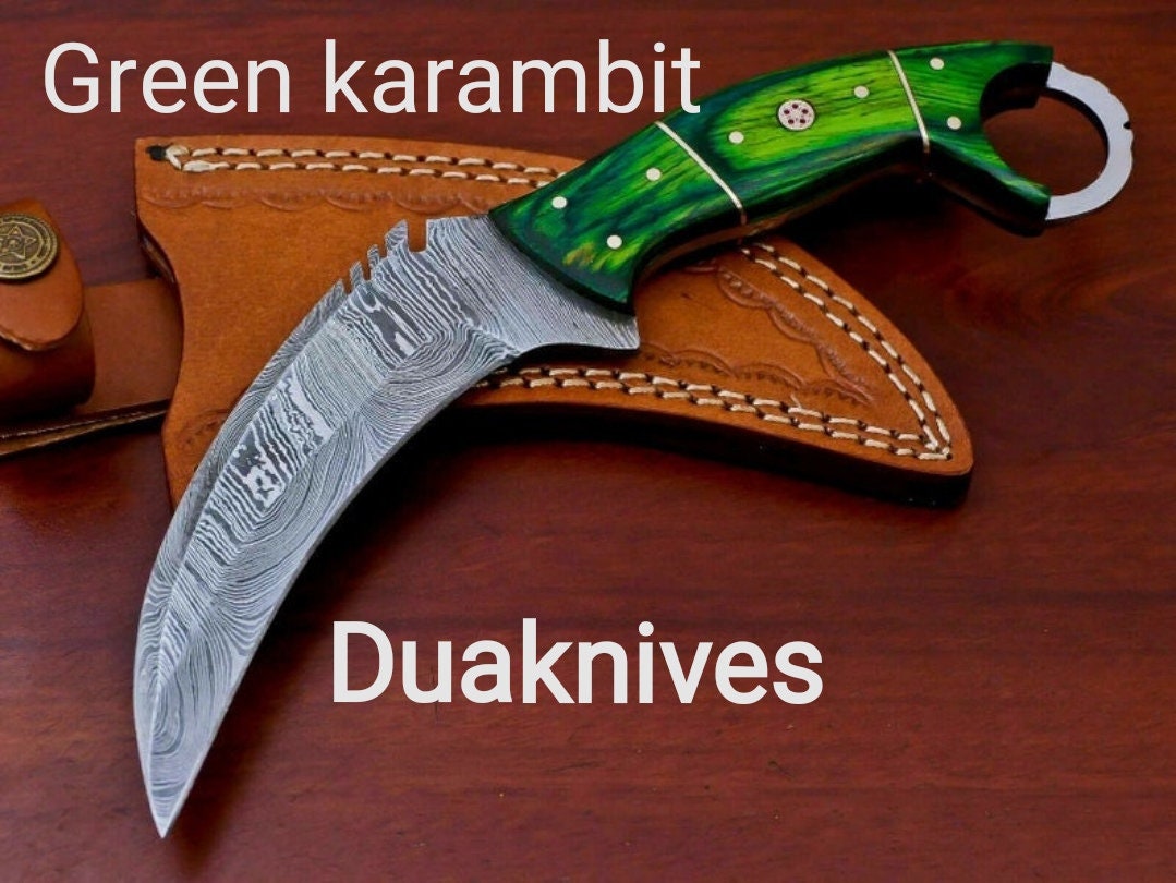 Set of 2 Karambit Knife With Leather Sheath Handmade Knife Custom ...