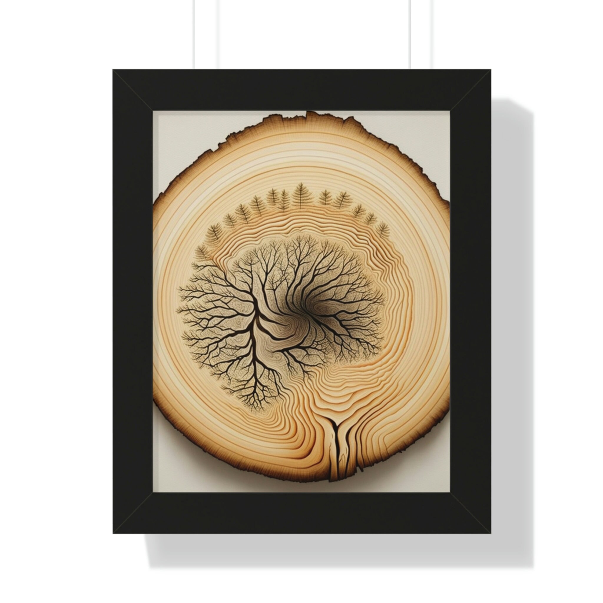 Oakwood Tree Rings, Large Wall Art, Framed Print, Boho Decor, Abstract ...