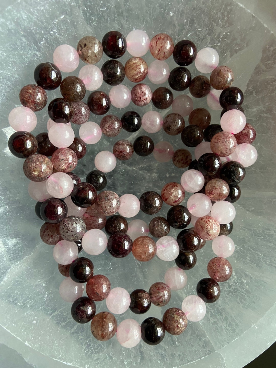 Natural Rose Quartz | Garnet | Strawberry Quartz | Mixed Bead Crystal ...