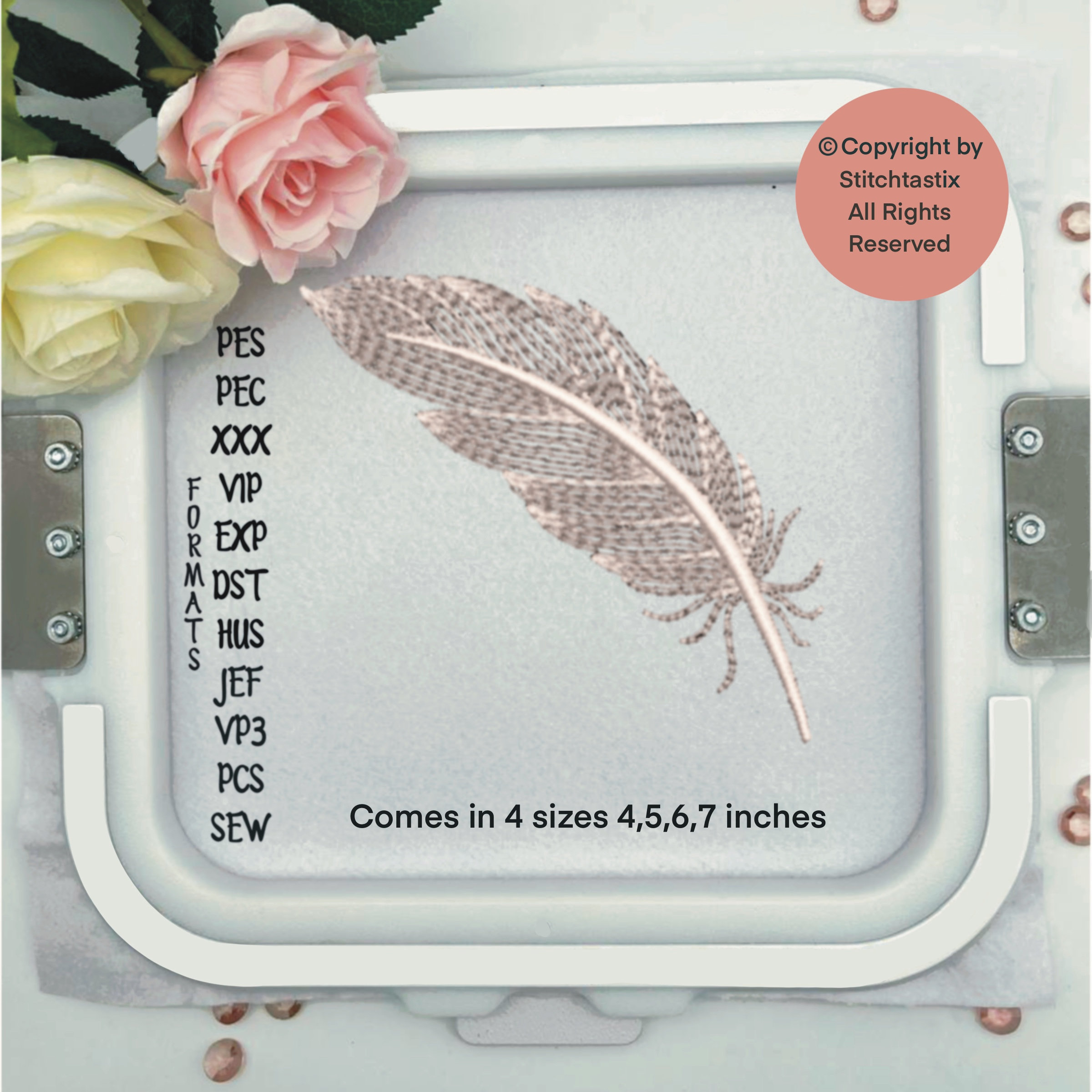 Embroidery Machine Design of a Set of Feathers, Freedom Feather ...