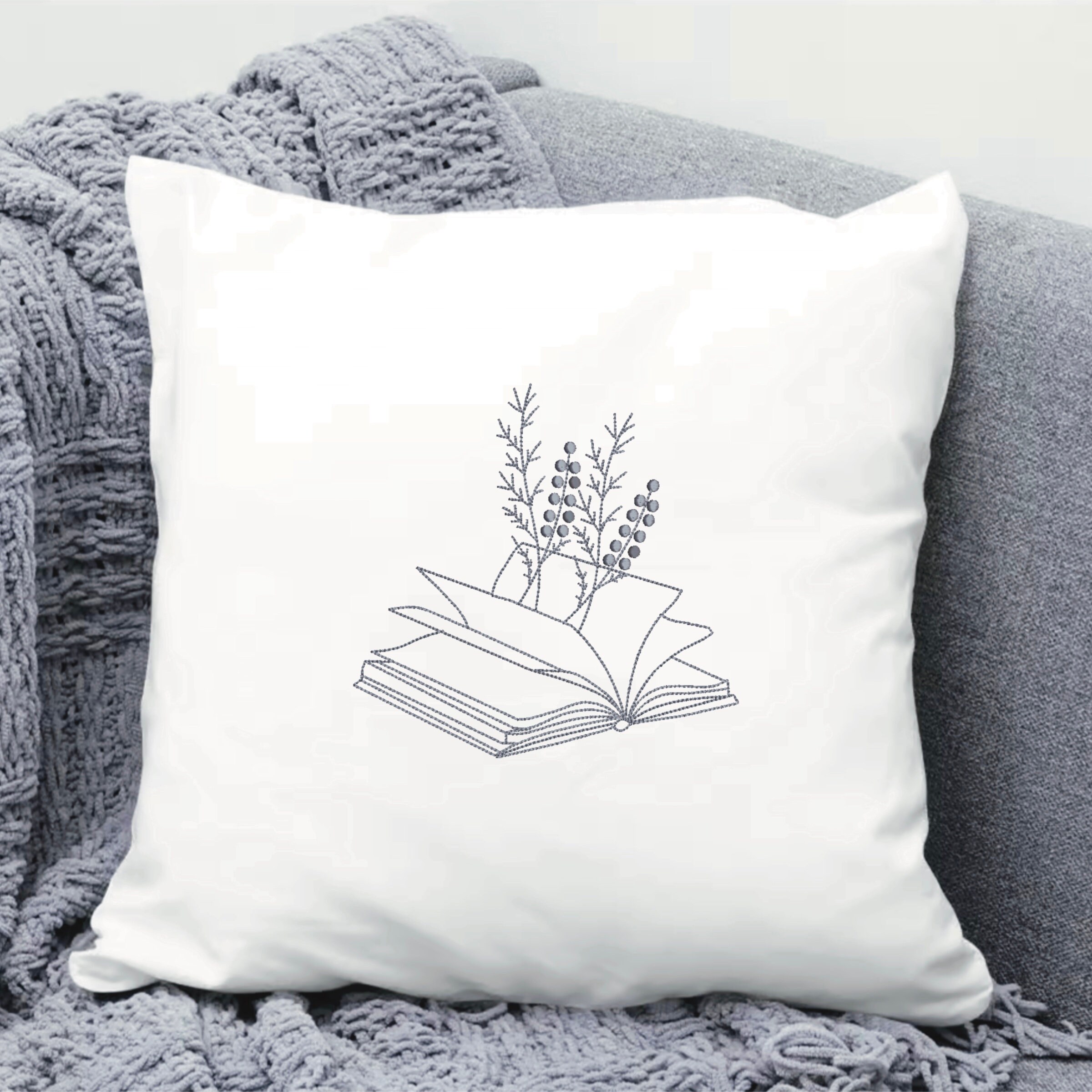 Embroidery Machine Design of a Book With Branches and Flower Buds, 5 ...