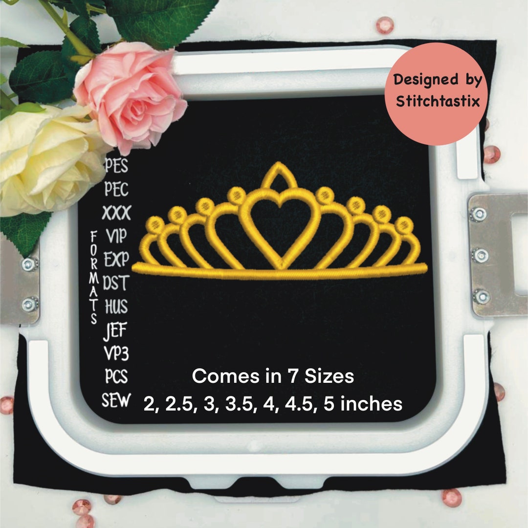 Embroidery Machine Design of Gold Tiara, Crown, 7 Sizes Available - Etsy