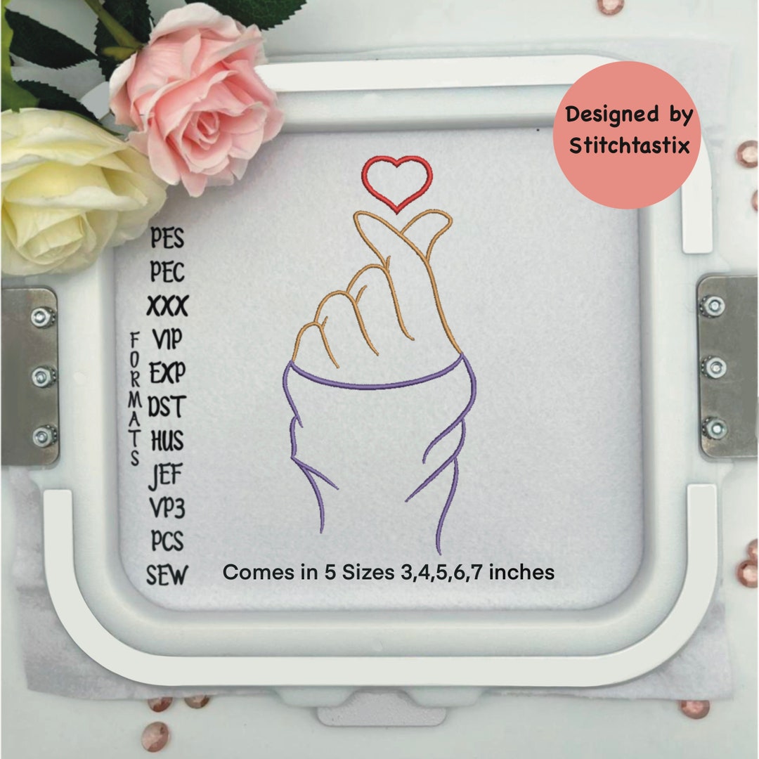 Embroidery Machine Design of Finger Heart, 5 Sizes Available - Etsy