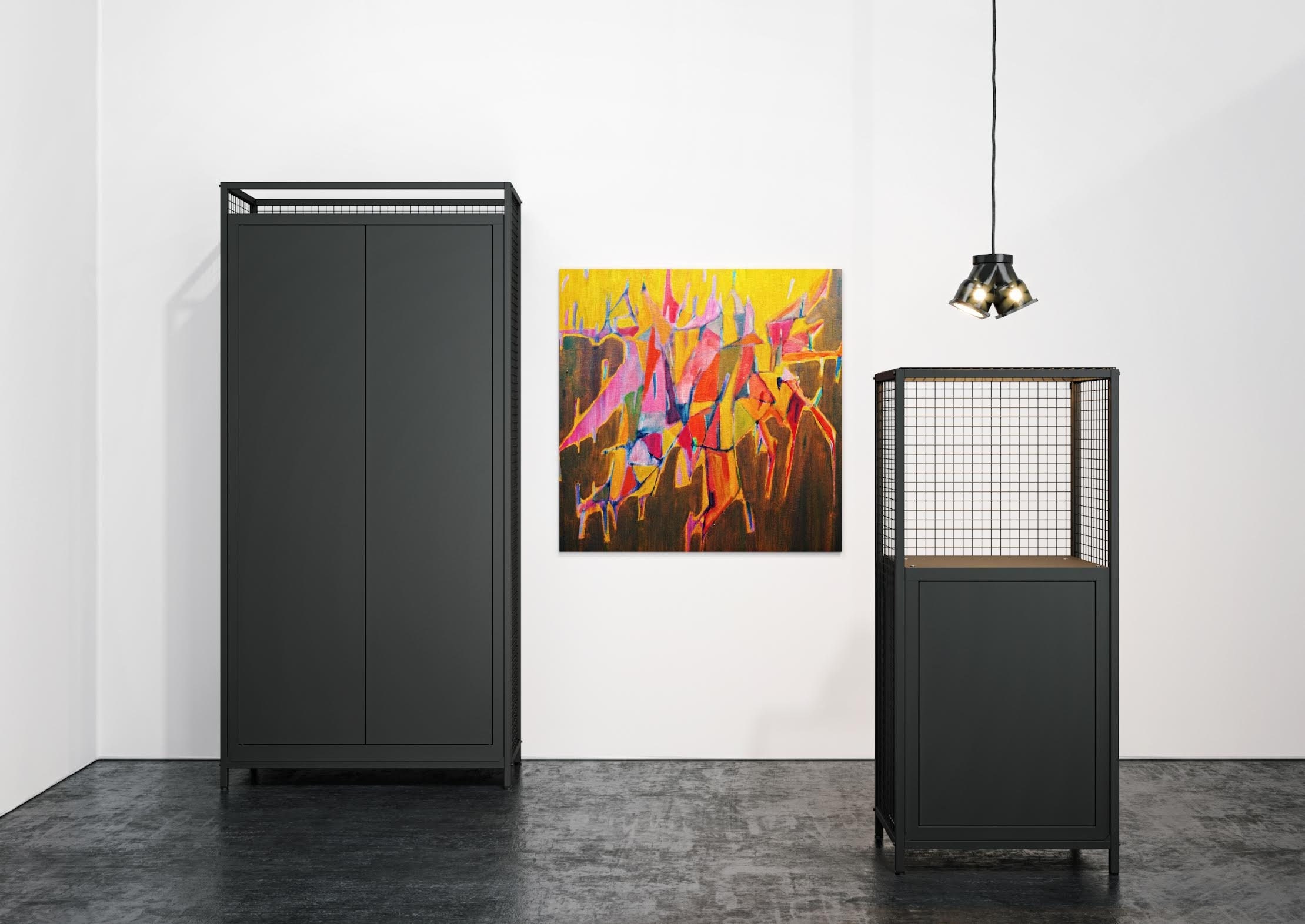 Metal Cabinet Modern Commode Industrial Locker Minimalist Dresser ...