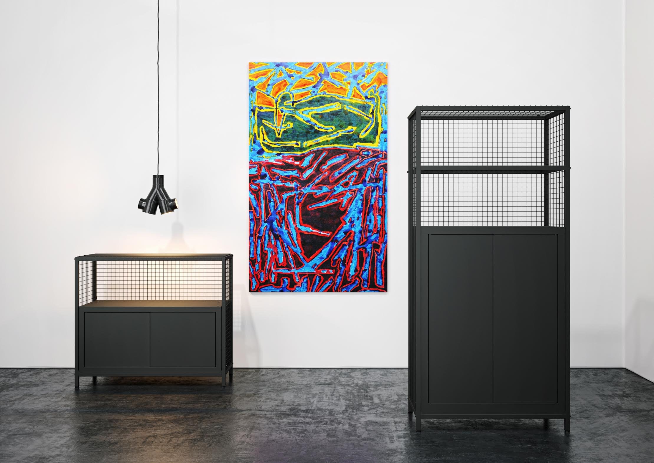 Metal Cabinet Modern Commode Industrial Locker Minimalist Dresser ...