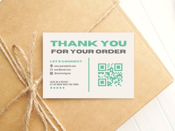 Custom QR Code Thank You Card Thank You Card Business - Etsy