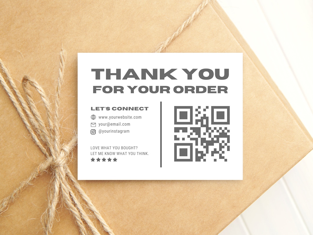 Custom QR Code Small Business Thank You Card, Modern Printable ...