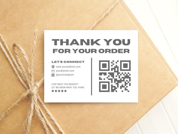 Custom QR Code Small Business Thank You Card Modern Printable - Etsy ...