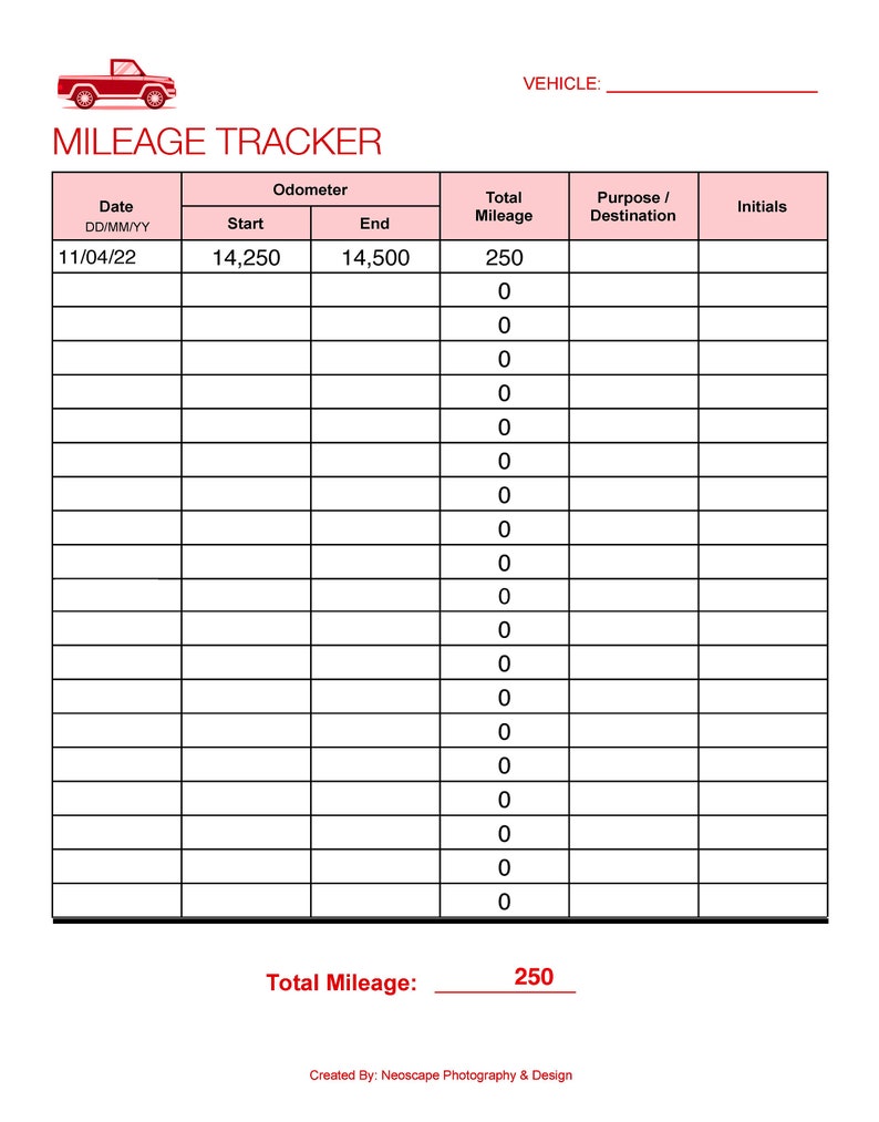 Mileage Tracker Log: Car, Truck, Vehicle Miles/kilometres Travelled ...