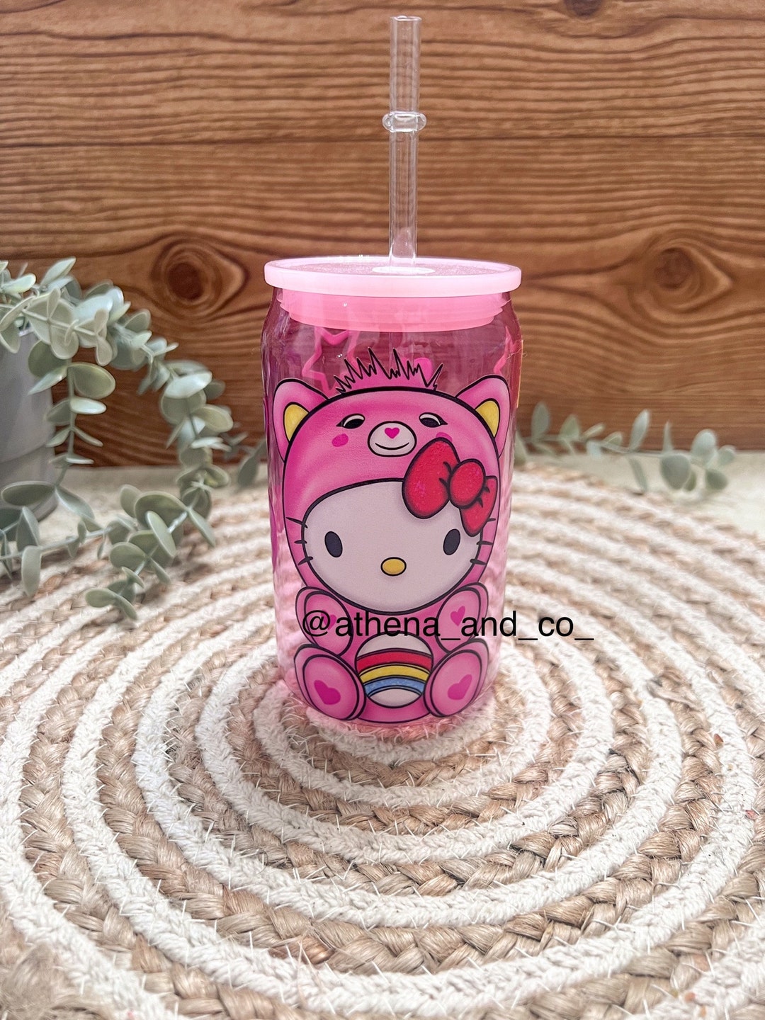 Pink Kitty Bear Can | 16 Oz Can| Acrylic Can| Bear Can| Kitty X Bear - Etsy