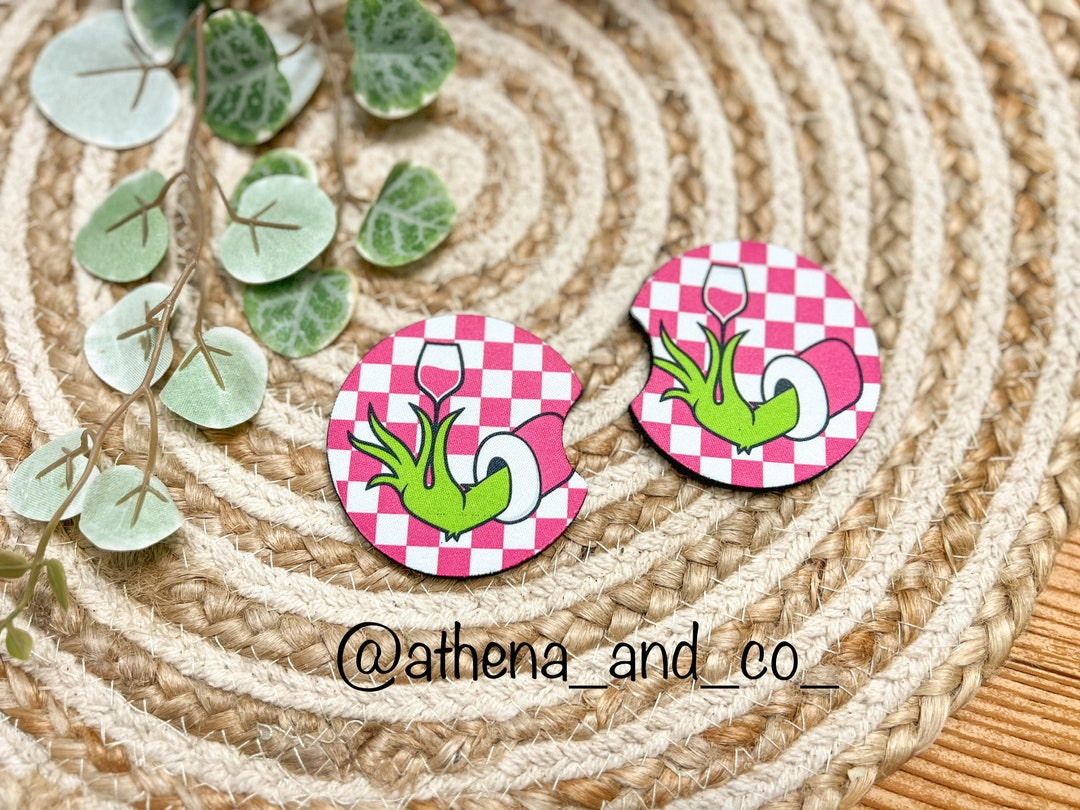 Pink Grinch Car Coaster| Car Coasters| Aesthetic Coasters| Cute Car ...