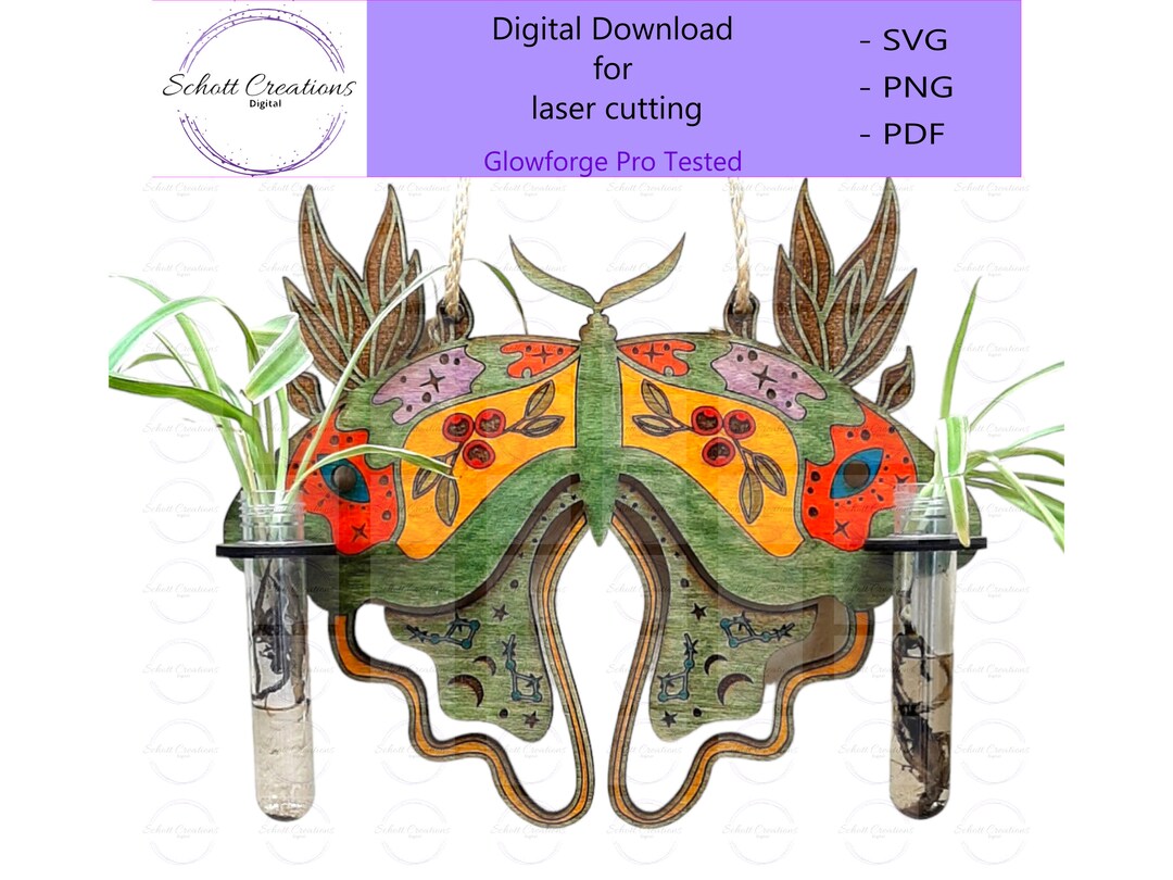 Boho Luna Moth Propagation Station Laser Cutting Files, Plant Wall ...