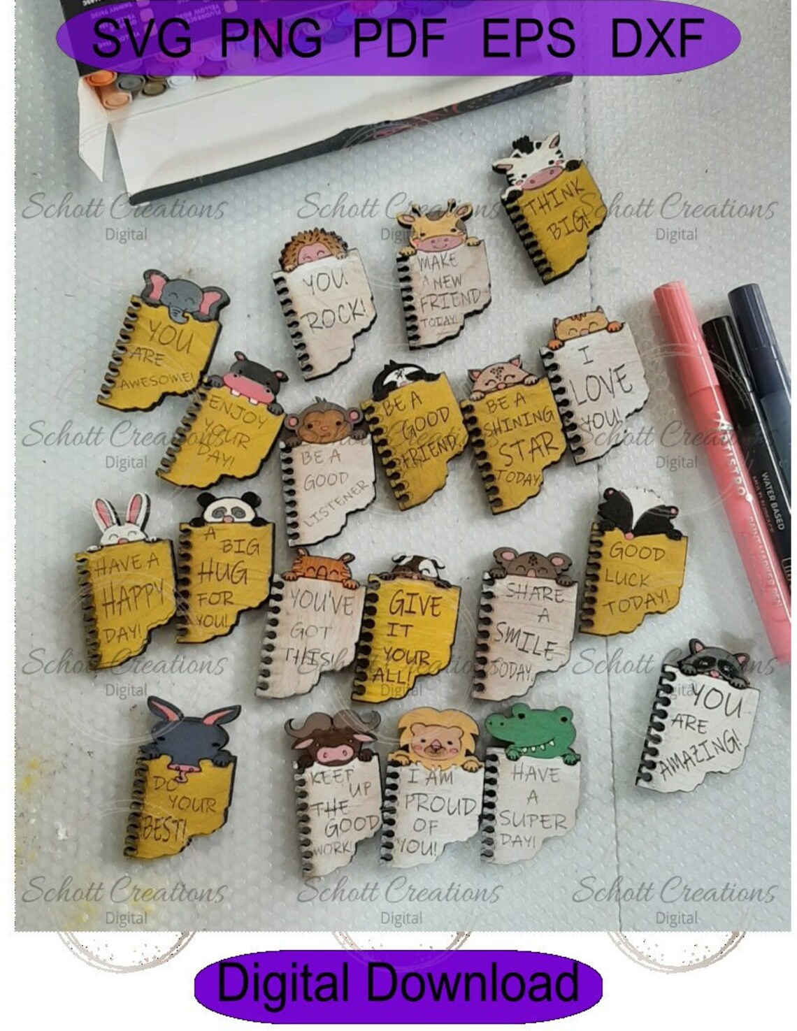 Lunch Box Note Tokens Digital File Wood Tokens for Kids Set - Etsy