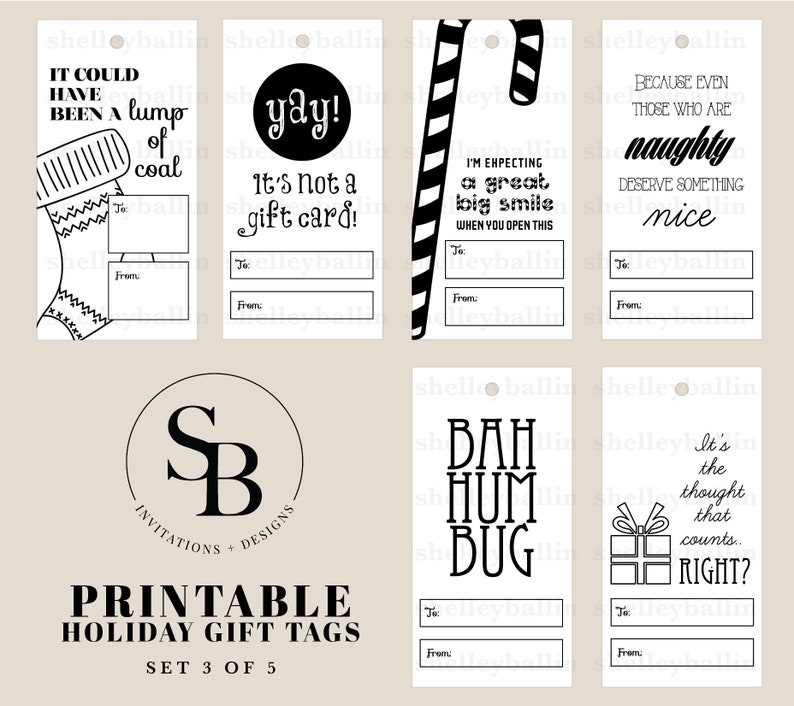 Printable Holiday Gift Tags Bulk Bundle Set of 30 Tags Funny Gift Tags ...