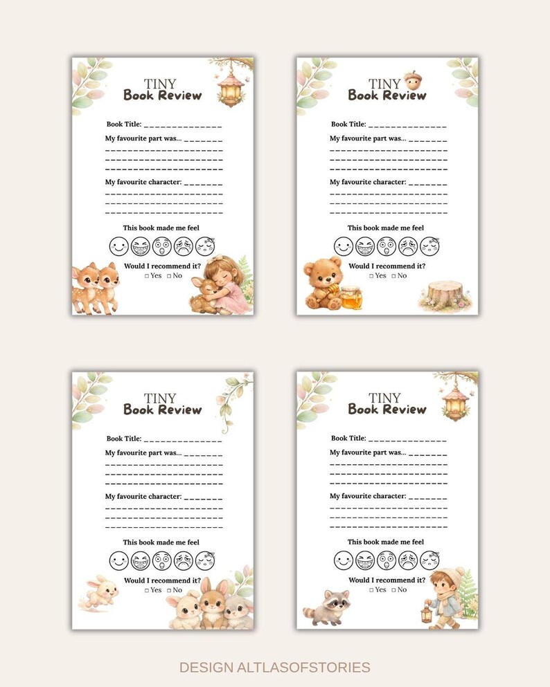 Kids Book Review Printable | Reading Activity for Kids | Mother & Child ...