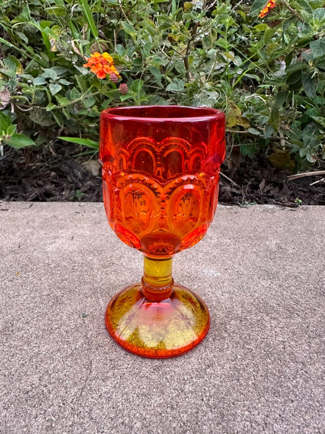 Vintage Mid Century Amberina LE Smith Moon and Stars Small Goblet - Etsy