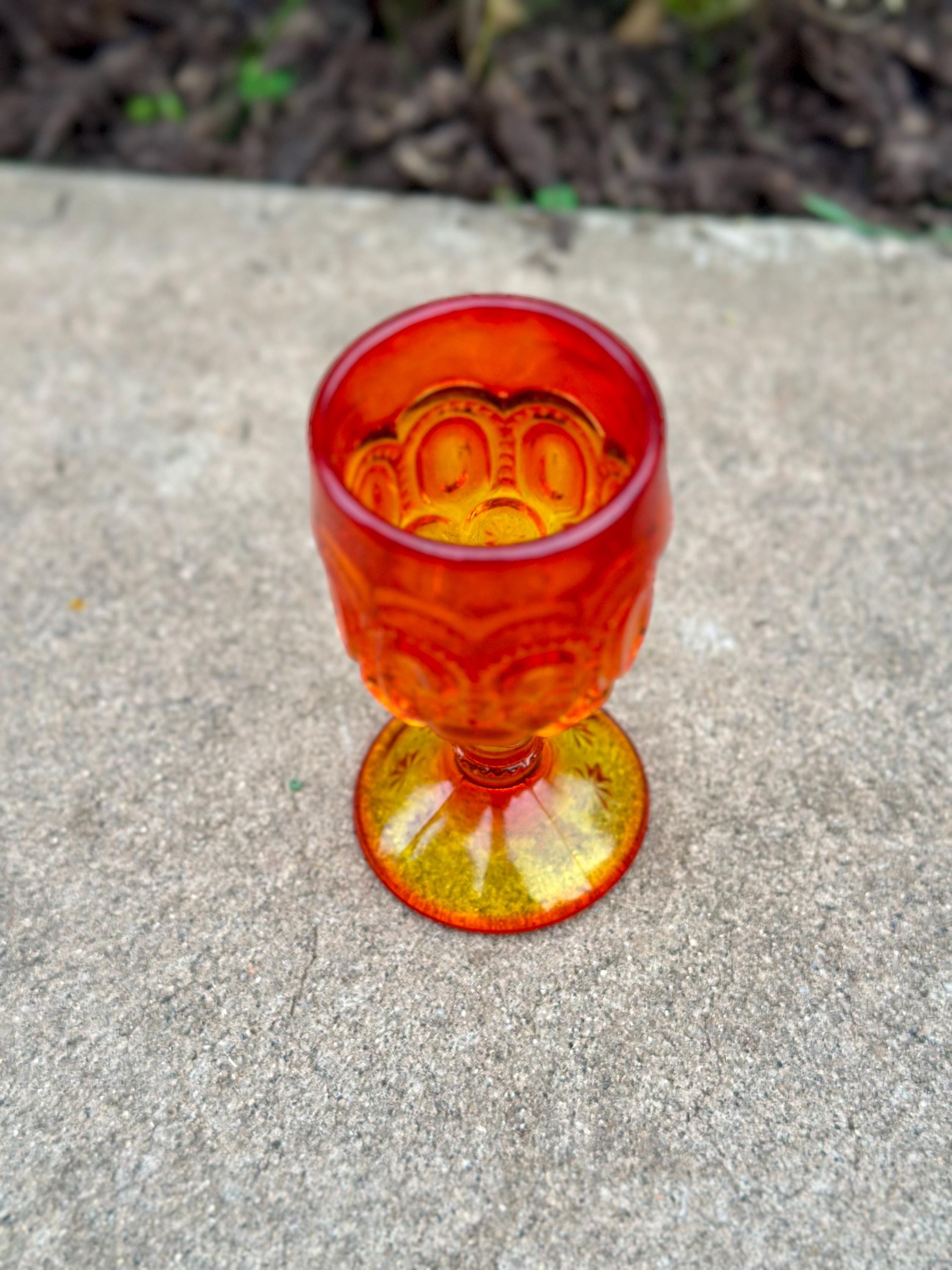 Vintage Mid Century Amberina LE Smith Moon and Stars Small Goblet - Etsy