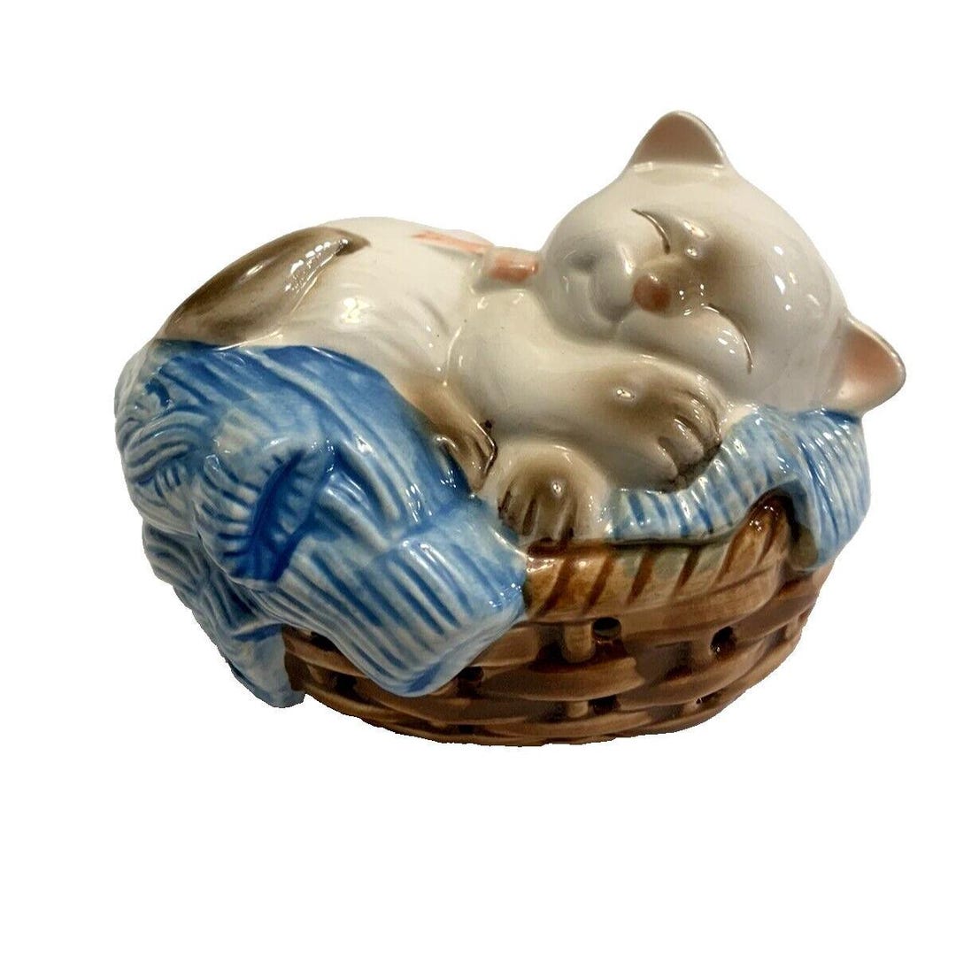 Avon Cat Napper Ceramic Pomander Vintage 1983 NO Wax Chips Included - Etsy