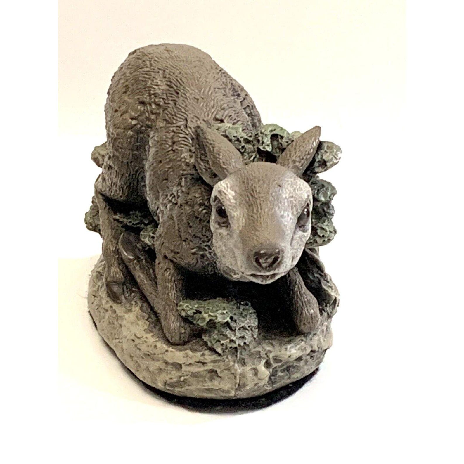 Cast Stone Fawn Baby Deer Laying Down Figure Realistic Eyes Studio 1995 ...