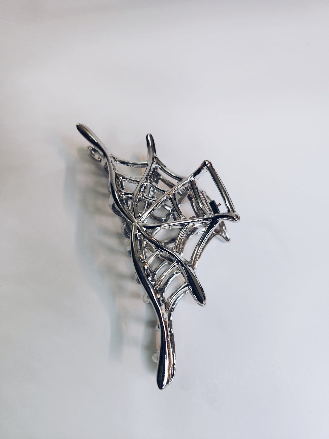 Silver Spider Web Claw Clip | Metal Claw Clip Unique Hair Accessory ...