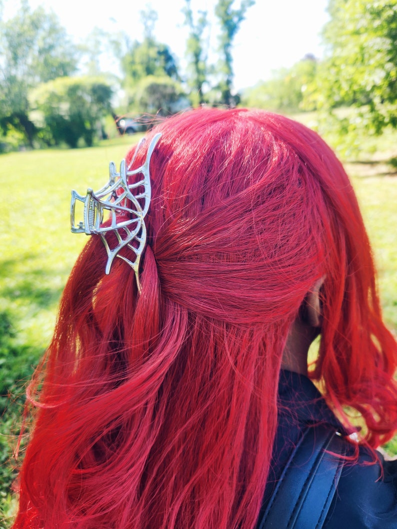 Silver Spider Web Claw Clip | Metal Claw Clip Unique Hair Accessory ...