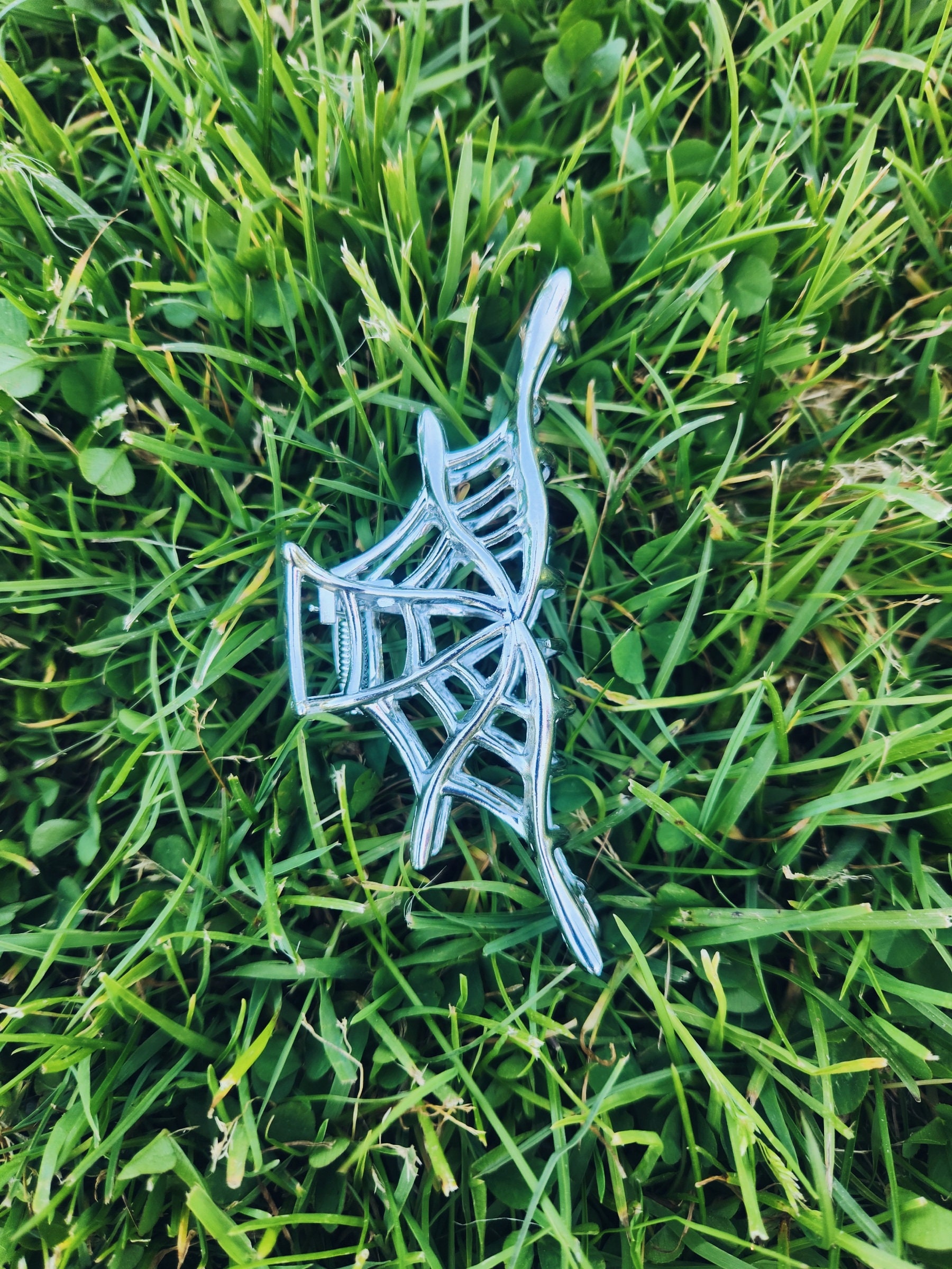 Silver Spider Web Claw Clip | Metal Claw Clip Unique Hair Accessory ...