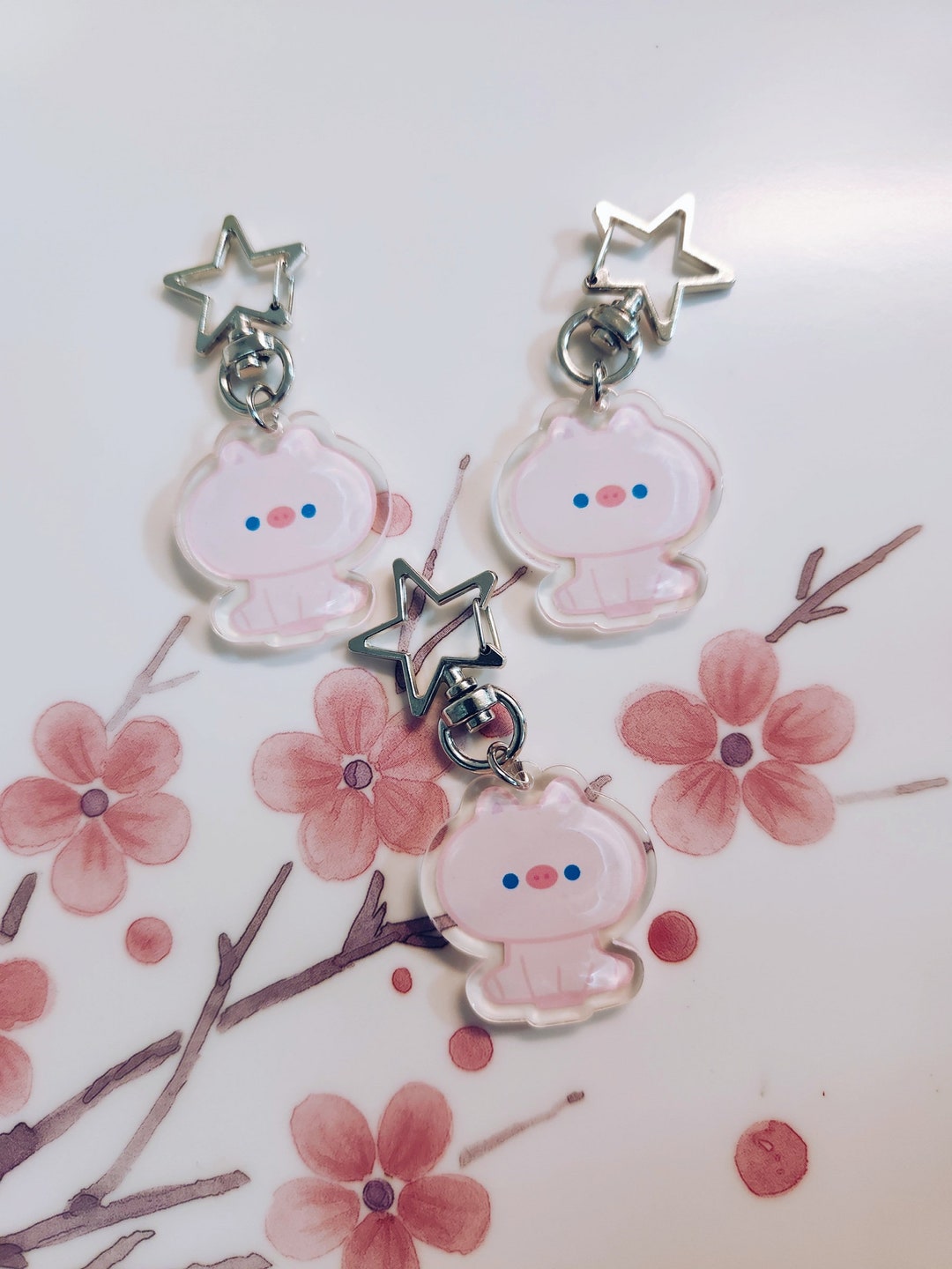 Cute Pig Keychain - Etsy