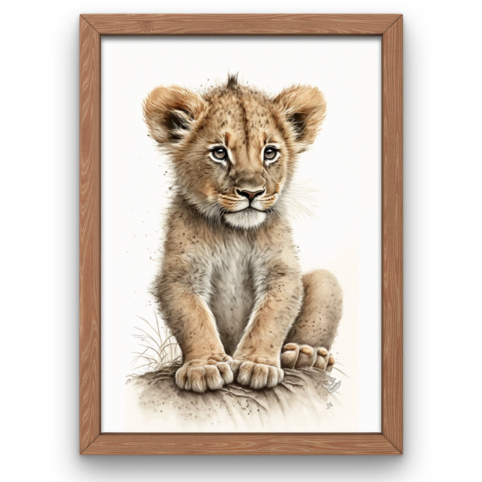 Baby Lion Wall Art Print | Cute Animal Drawing Nursery Decor ...