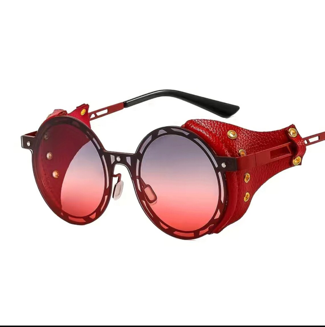 Retro Double Bridge Side Shield Sunglasses Retro Round Goth Steampunk ...