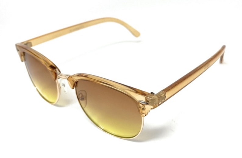 Semi-rimless Frame Retro Driving Sun Glasses: 100% UV Blocking Tinted ...