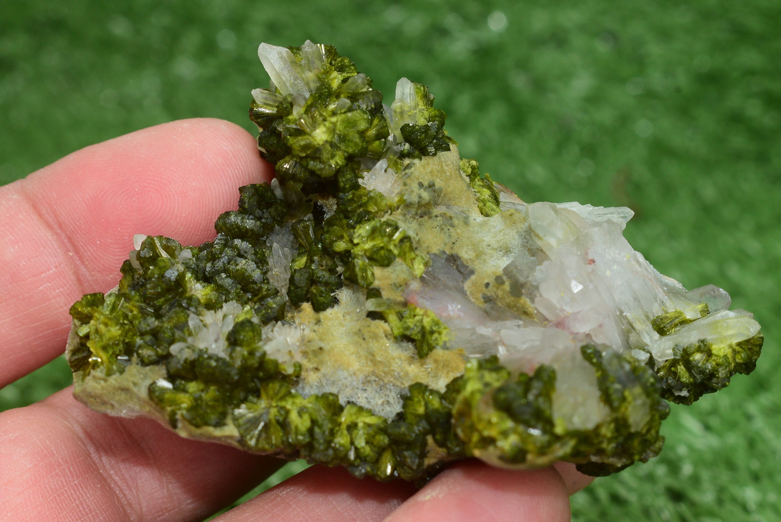 Stunning Epidote in Quartz Cluster From Imilchil, Morocco A Unique ...