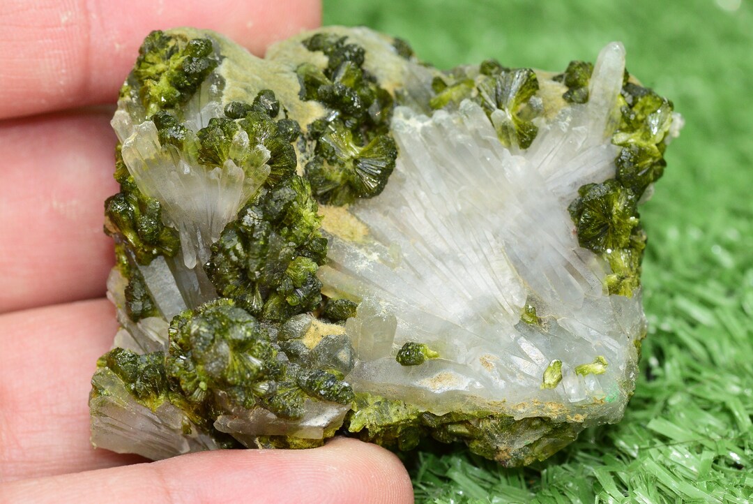 Stunning Epidote in Quartz Cluster From Imilchil, Morocco A Unique ...