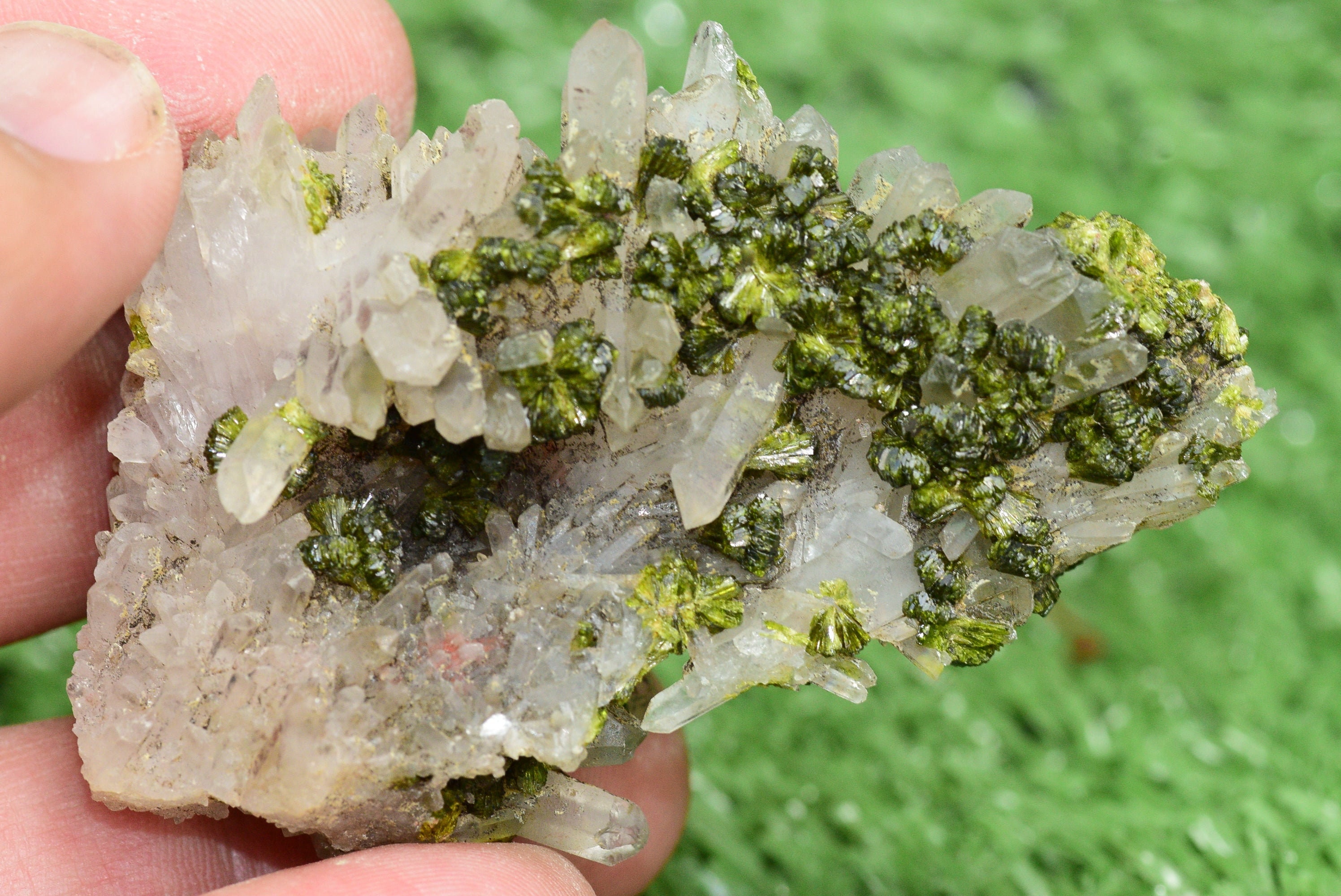 Stunning Epidote in Quartz Cluster From Imilchil, Morocco A Unique ...