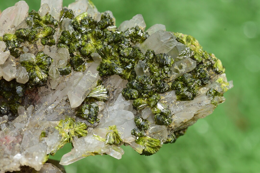 Stunning Epidote in Quartz Cluster From Imilchil, Morocco A Unique ...