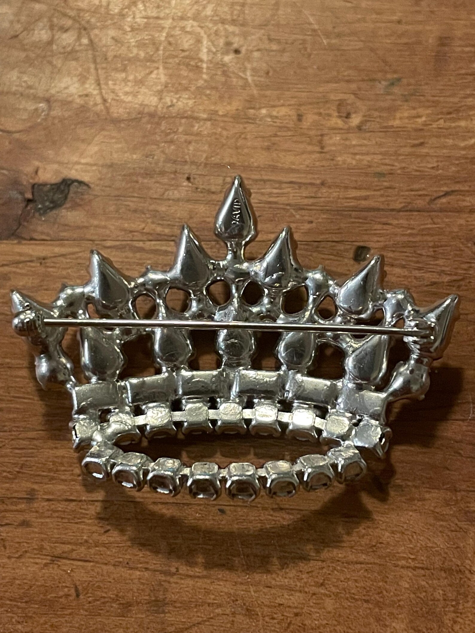 Vintage B David Crystal Crown Brooch - Etsy