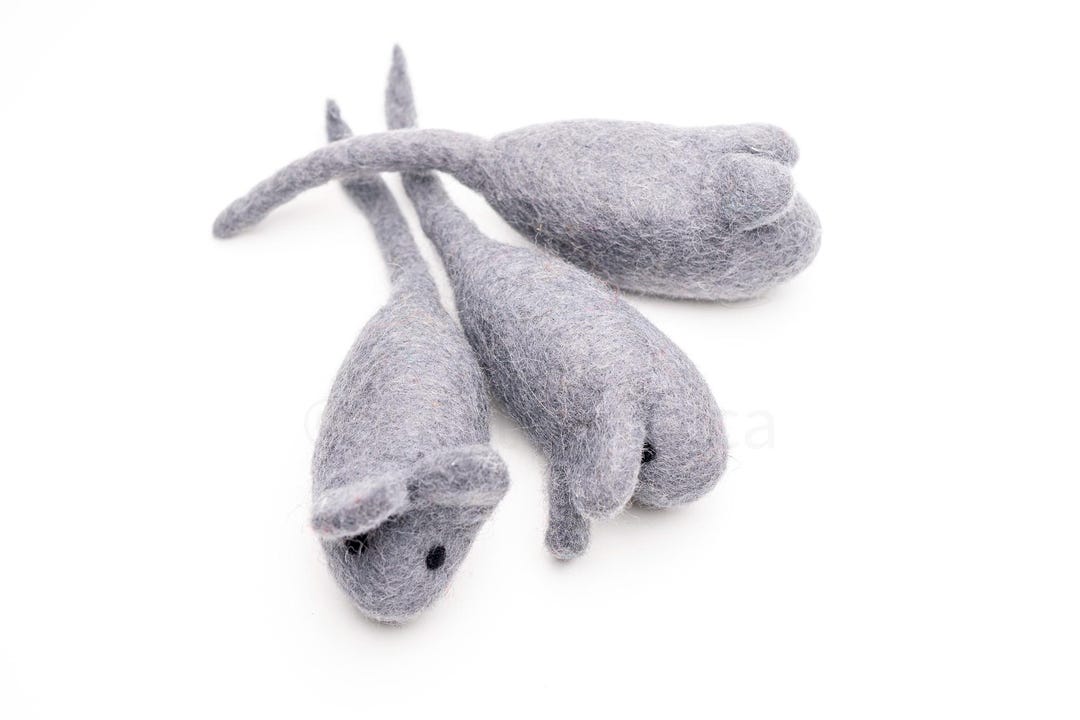 Dark Gray Mouse - High Quality Natural Wool Felt Cat Toy - Sturdy ...