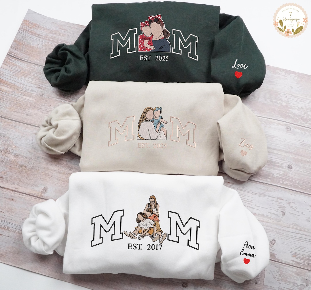 Embroidered Mama Sweatshirt With Photo, Mother's Day Gifts, Varsity ...