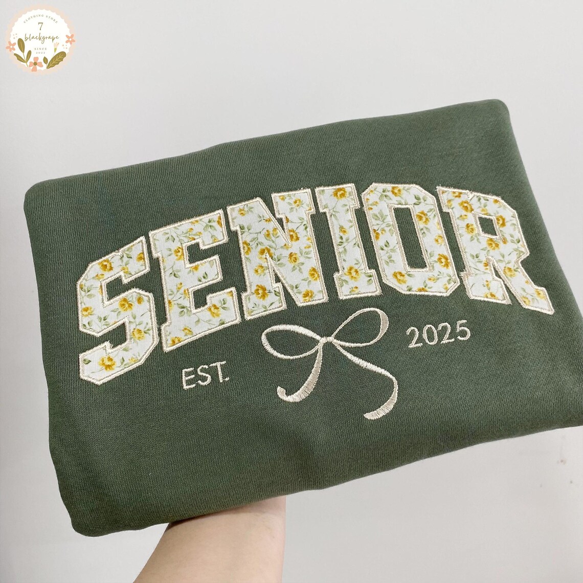 Embroidered Floral Senior Sweater, Coquette Senior Tee, Custom Floral ...