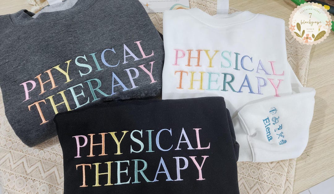 Embroidered Retro Physical Therapy Sweatshirt, Custom Name PT ...