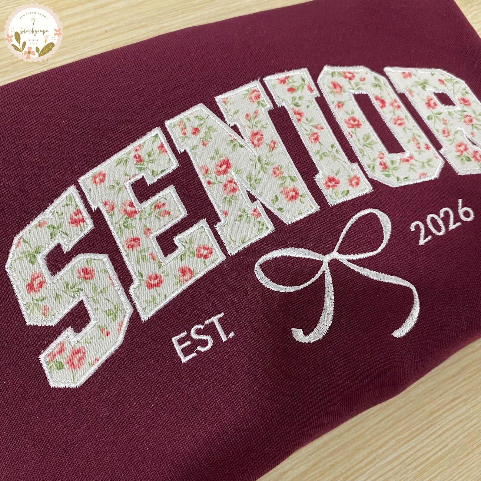 Embroidered Floral Senior Sweater, Coquette Senior Tee, Custom Floral ...