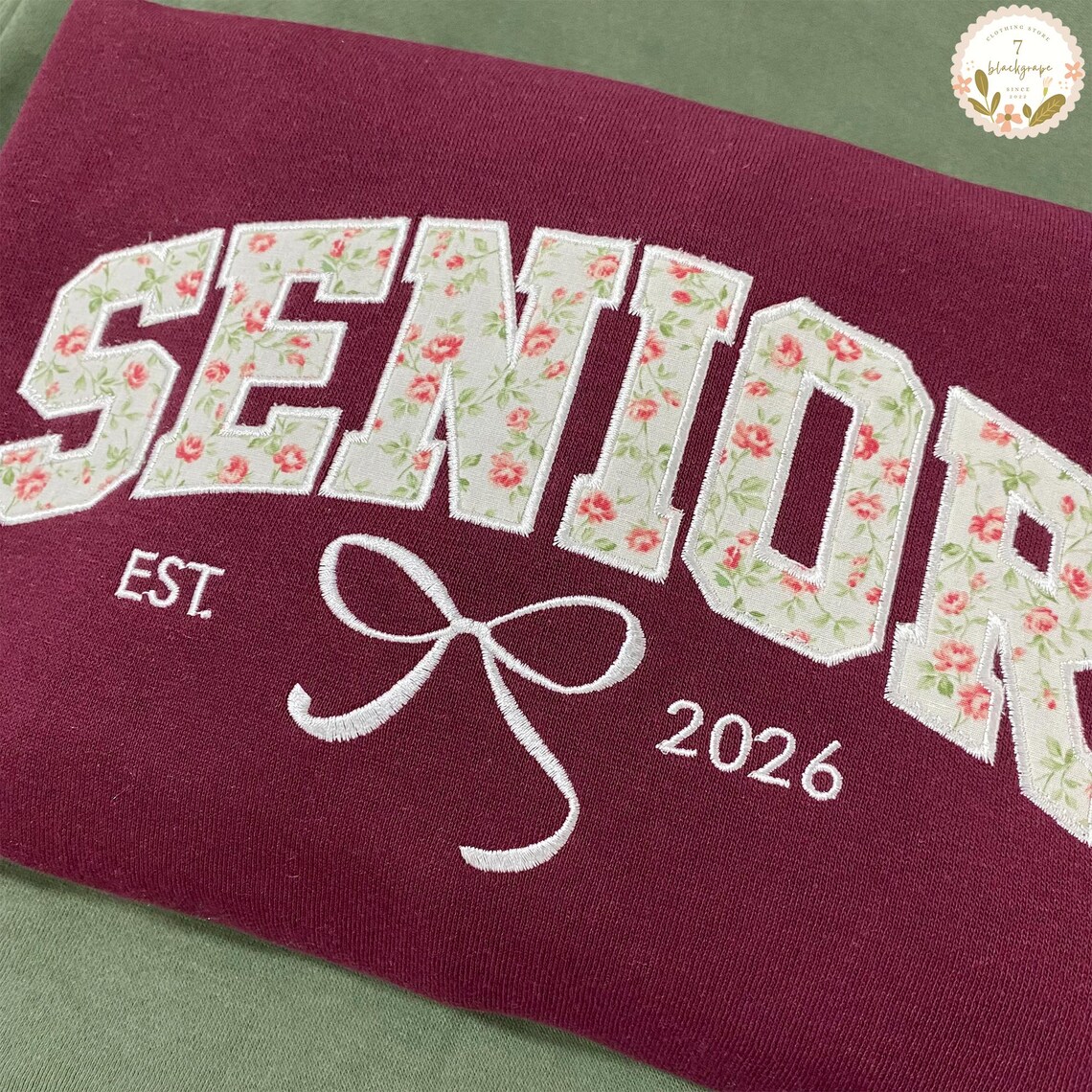 Embroidered Floral Senior Sweater, Coquette Senior Tee, Custom Floral ...