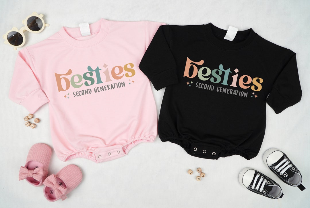 Retro Besties Second Generation Baby Romper, Best Friend Outfits, Baby Shower Gift, Funny New ...