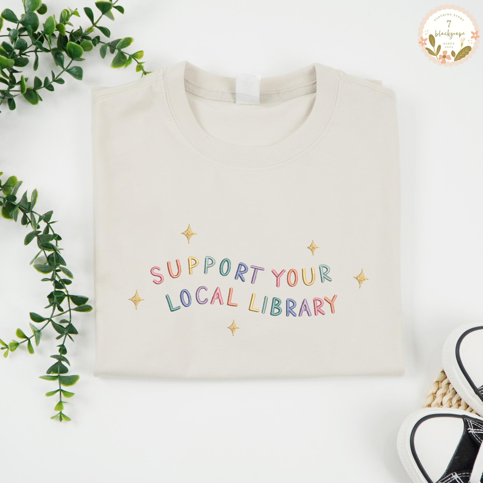 Embroidered Support Your Local Library T-shirts, Reader Gift for Librarian Lovers, Librarian ...