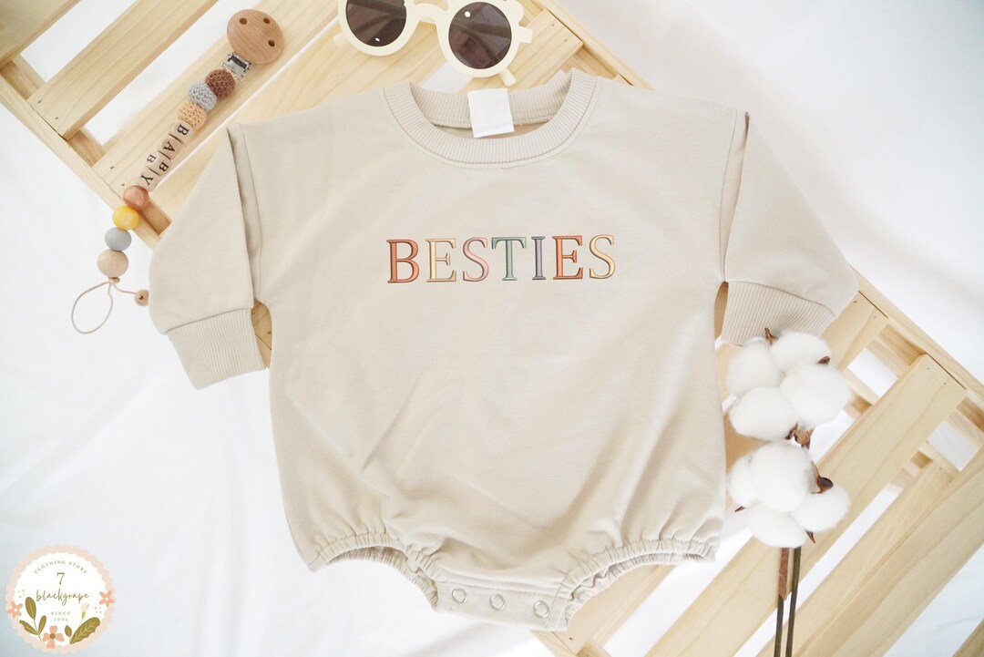 Embroidered Besties Baby Romper, Matching Baby and Toddler Set, Best ...