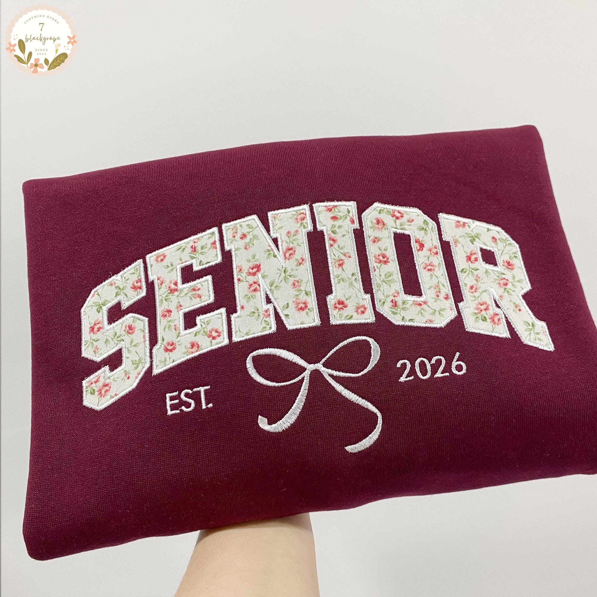 Embroidered Floral Senior Sweater, Coquette Senior Tee, Custom Floral ...