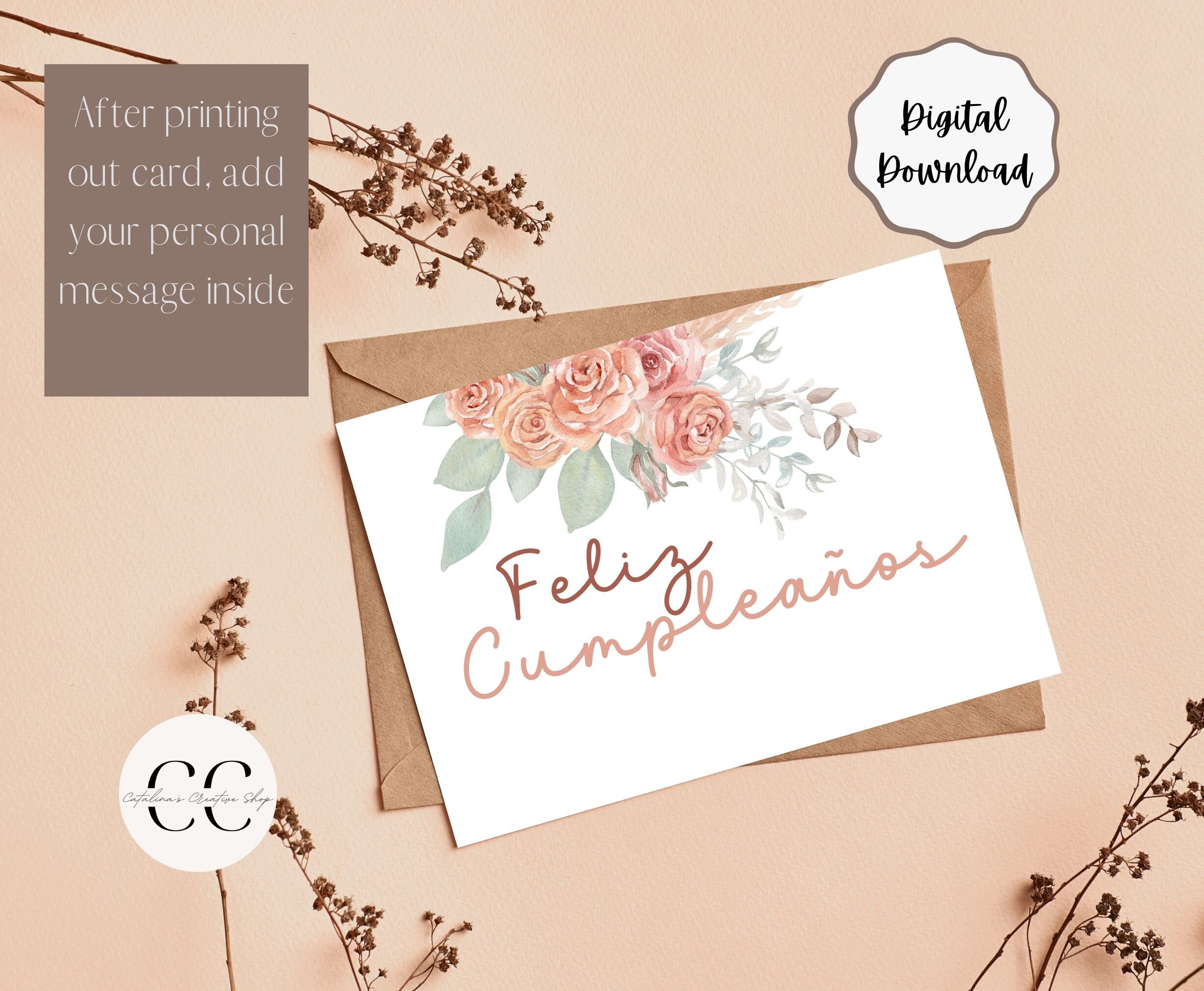 Happy Birthday Card Spanish/feliz Cumpleanos/spanish Printable Birthday ...