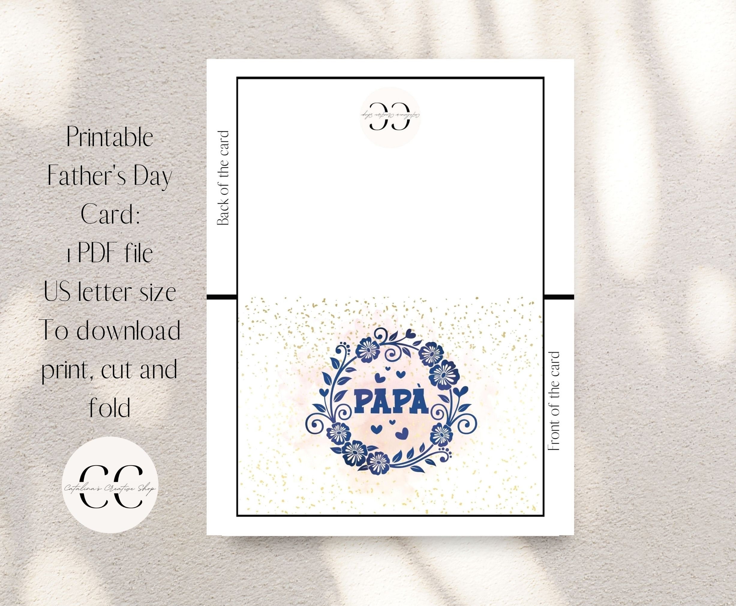 Printable Father's Day Card Instant Download 5x7, Spanish - Etsy