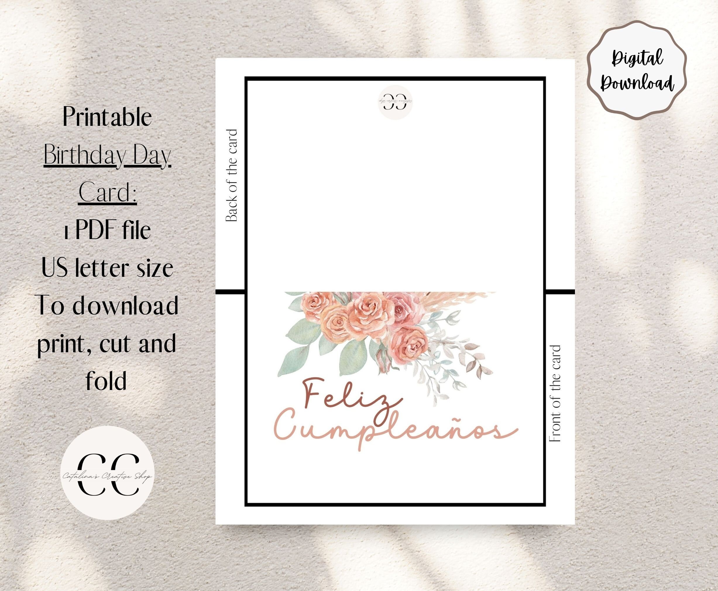 Happy Birthday Card Spanish/feliz Cumpleanos/spanish Printable Birthday ...